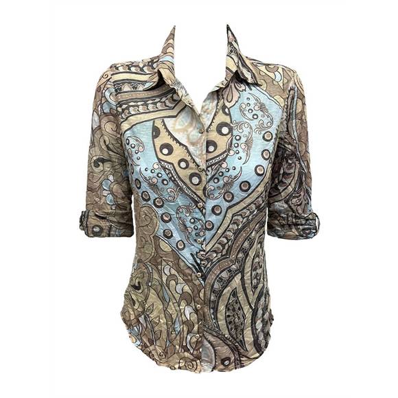 David Cline | Tops | New David Cline Womens Crushed Shirt In Sand ...